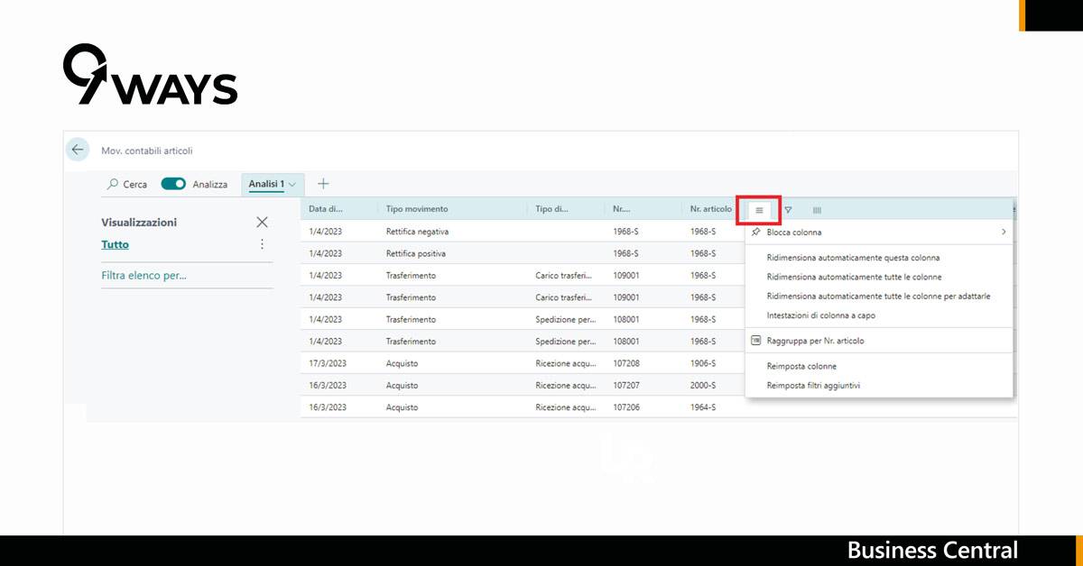 Modalità di analisi, analisi rapida dei dati direttamente in Business ...
