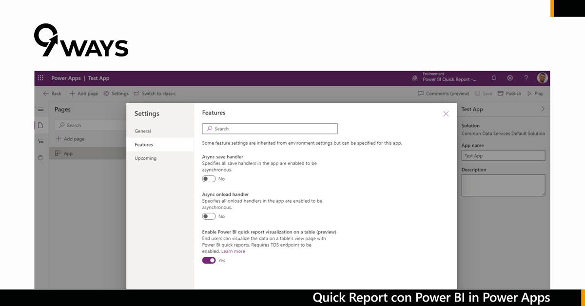 Quick Report Power BI per Power Apps | 9Ways